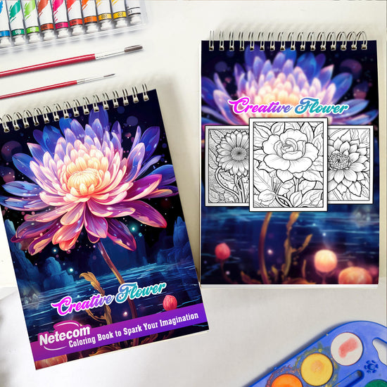 Creative Flower Spiral Bound Coloring Book: Explore 30 Captivating Flo ...