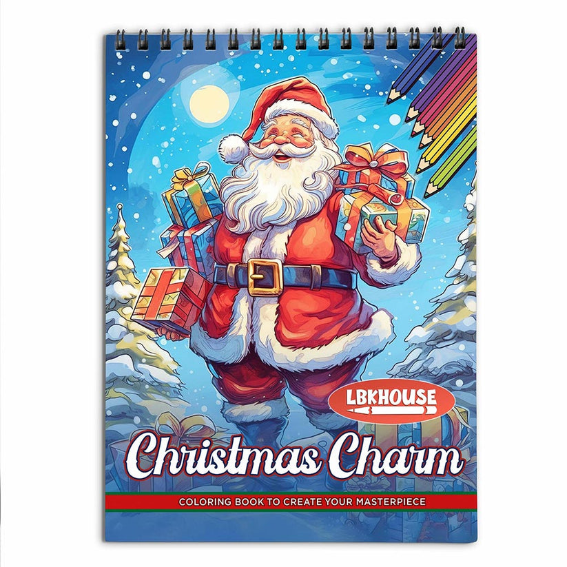LBKHOUSE Christmas Charm Coloring Book Spiral Bound for Adult, Premium ...