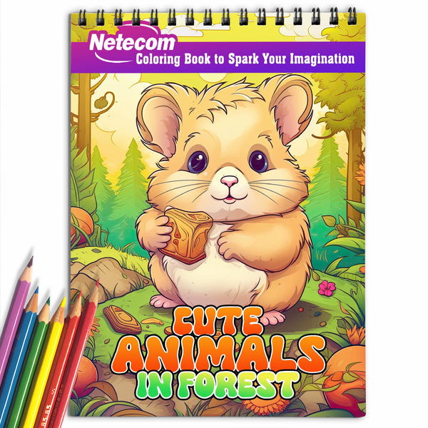 Cute Animals In Forest Spiral Bound Coloring Book, Unlock the Magic of ...