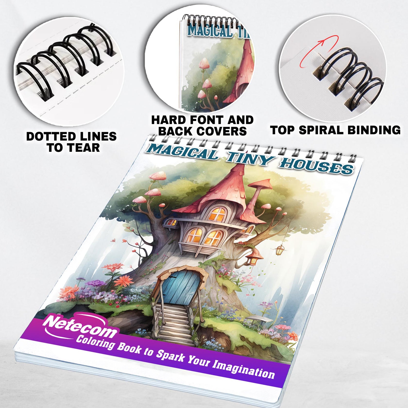 Magical Tiny Houses Spiral Bound Coloring Book, Tiny House Wonderland ...