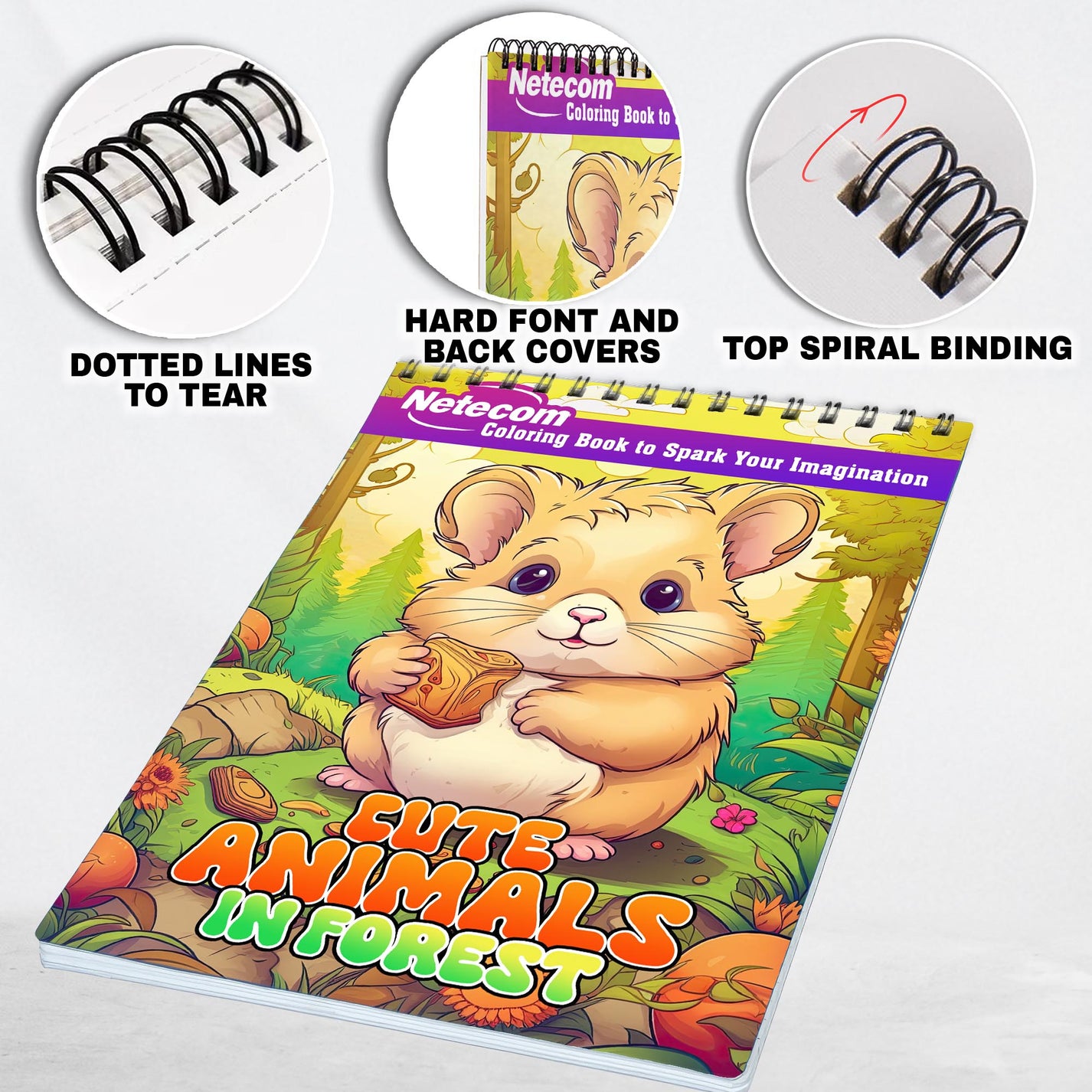 Cute Animals In Forest Spiral Bound Coloring Book, Unlock the Magic of ...
