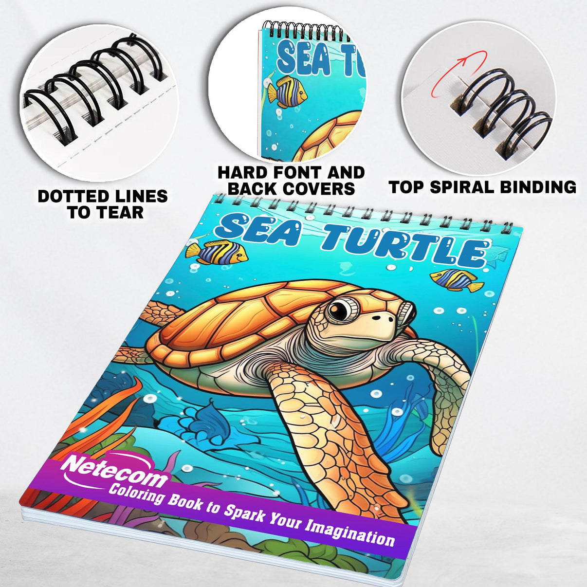 Sea Turtle Spiral Bound Coloring Book, Dive into 30 Calming Coloring P ...
