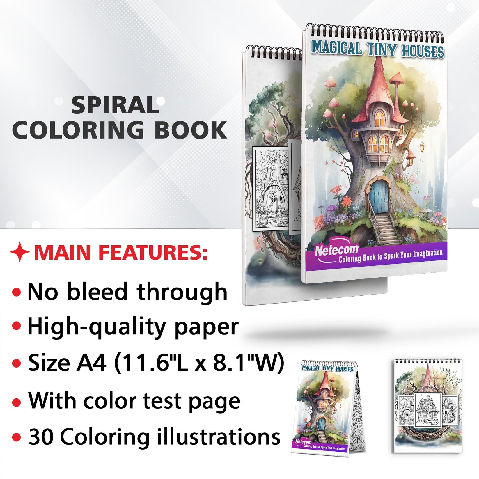 Magical Tiny Houses Spiral Bound Coloring Book, Tiny House Wonderland ...