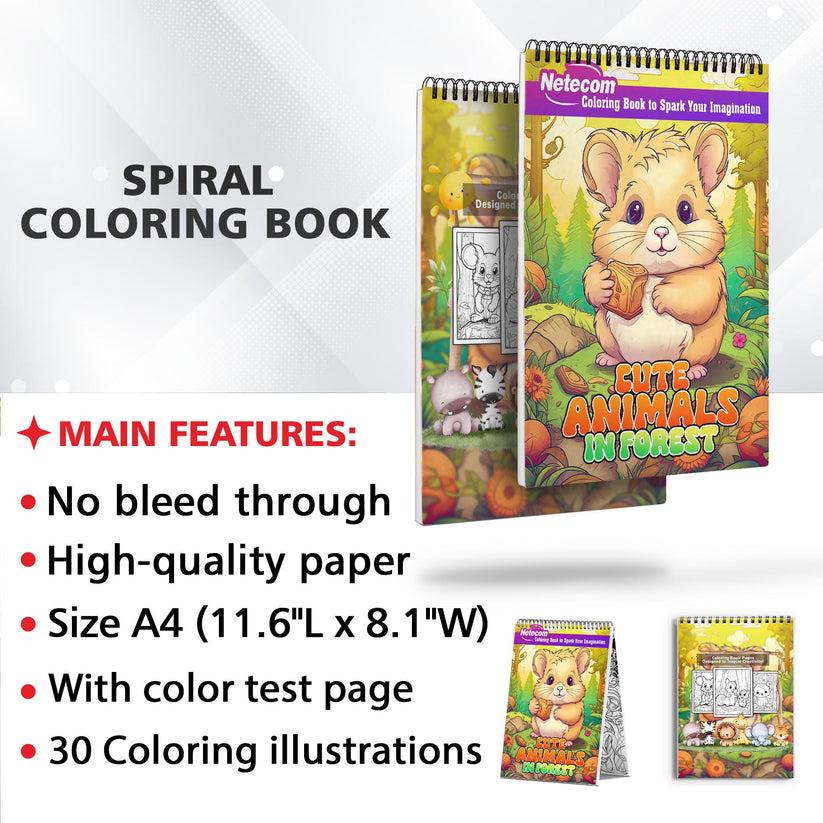 Cute Animals In Forest Spiral Bound Coloring Book, Unlock the Magic of ...