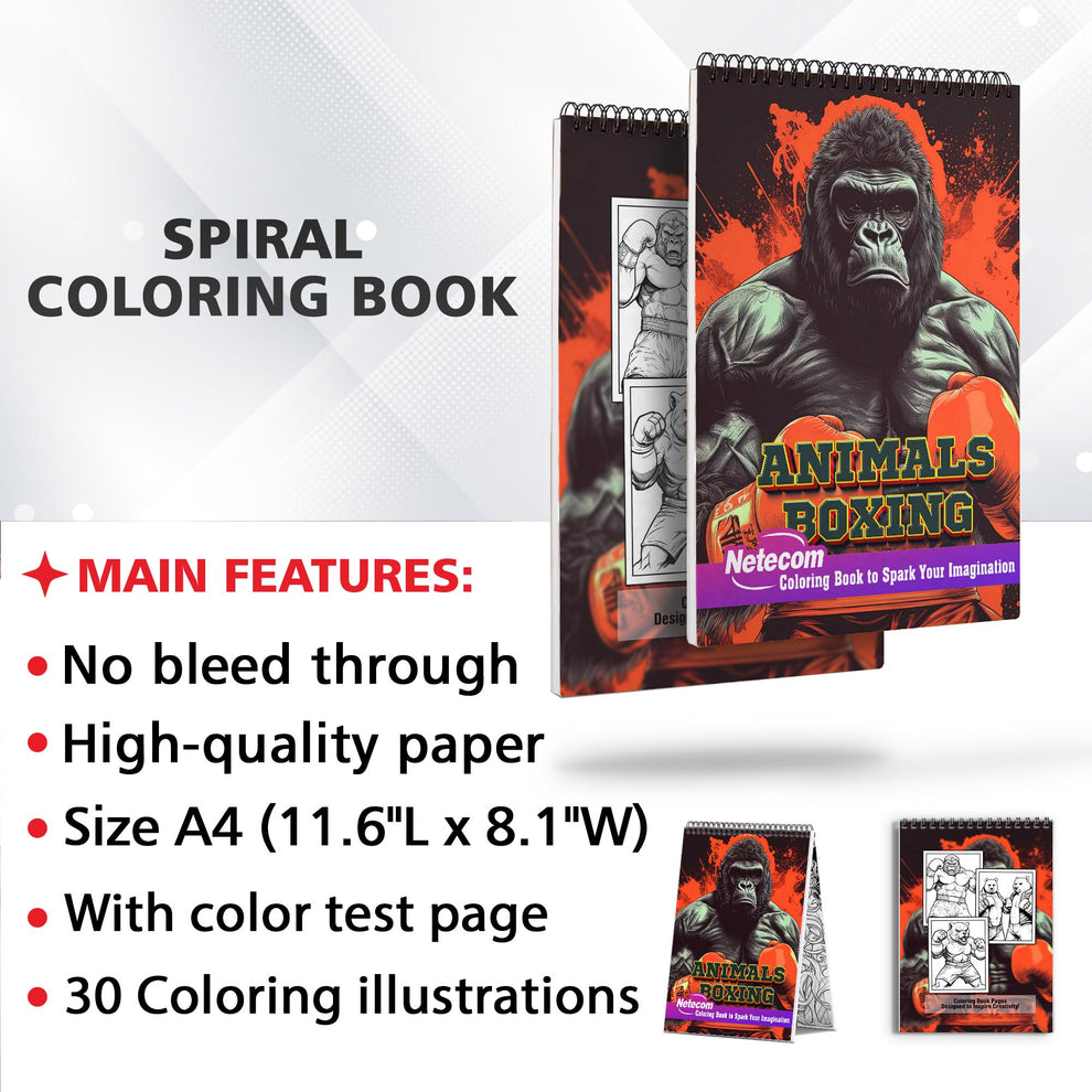 Animals Boxing Spiral Bound Coloring Book, Discover 30 Mighty Coloring ...
