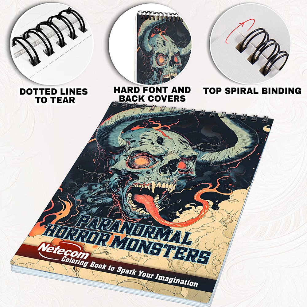 Netecom Paranormal Horror Monsters Coloring Book for Adults, Spiral Bo