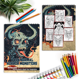 Netecom Paranormal Horror Monsters Coloring Book for Adults, Spiral Bo