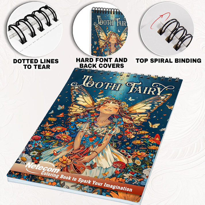 Netecom Tooth Fairy Coloring Book for Adults, Spiral Bound, Soft Cover