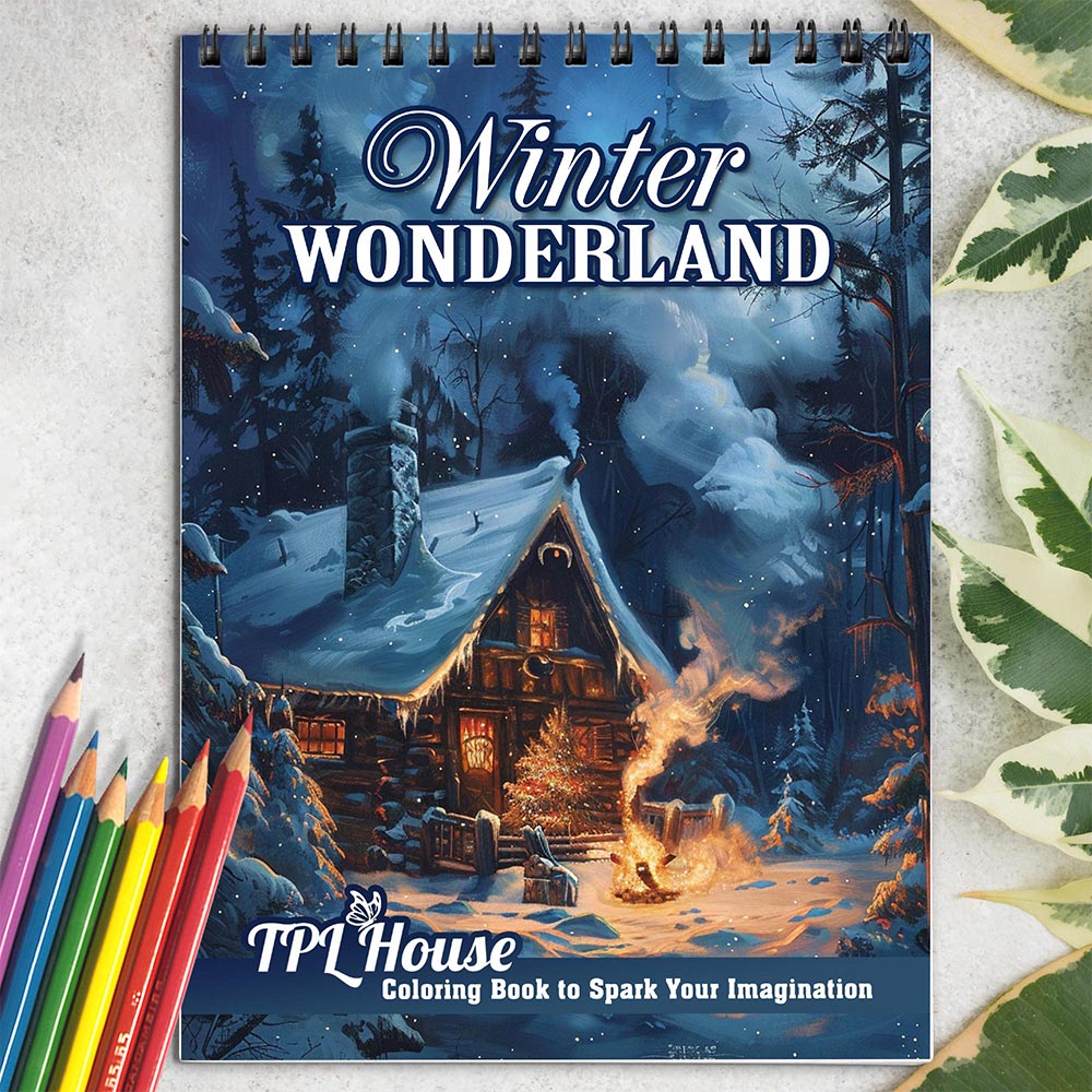 TPLHOUSE Winter Wonderland Coloring Book for Adults, Spiral Bound, Sof ...