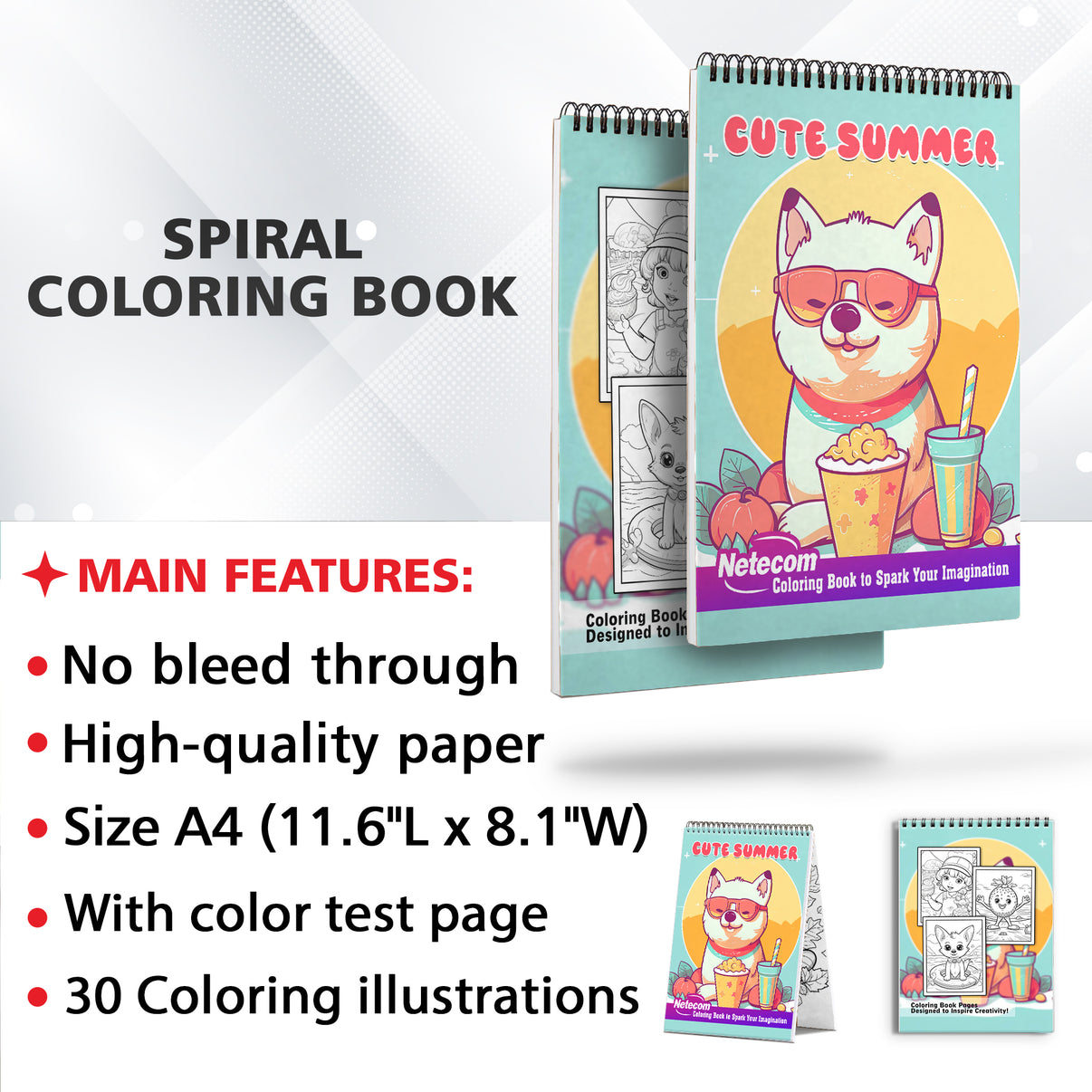 Cute Summer Spiral Bound Coloring Book, Unleash Your Creativity with 3 ...