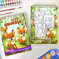 Happy Animals Spiral Bound Coloring Book, Immerse Yourself in 30 Capti ...